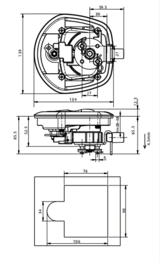 Black Central Locking Whale Tail Lock - Frontline Trays & Trailers